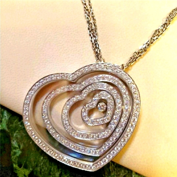 Chopard | Jewelry | Chopard Heart Necklace White Gold 8k Happy Diamonds ...